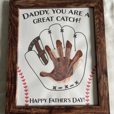 Father's Day Gift, Handprint Art, Dad Birthday Gift, Baseball Dad Gift ...