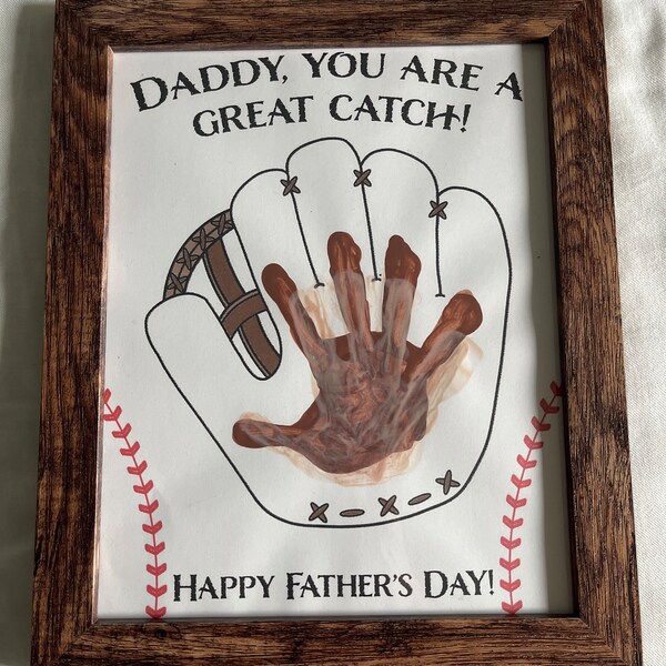 Father's Day Gift, Handprint Art, Dad Birthday Gift, Baseball Dad Gift ...