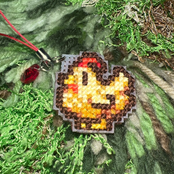 Stardew Valley Krobus Sprite Cross Stitch Keychain - Etsy