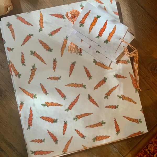 Carrot Wrapping Paper Set Gift Wrap, Fun Easter Gift Wrap - Etsy
