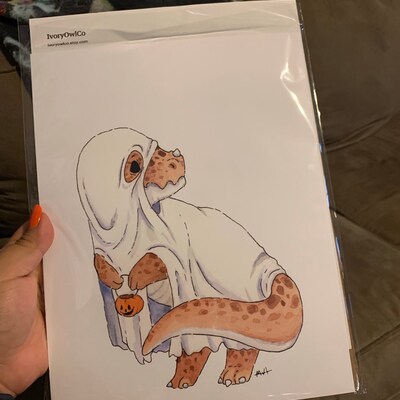 Spooky Ghost T-rex Print - Etsy
