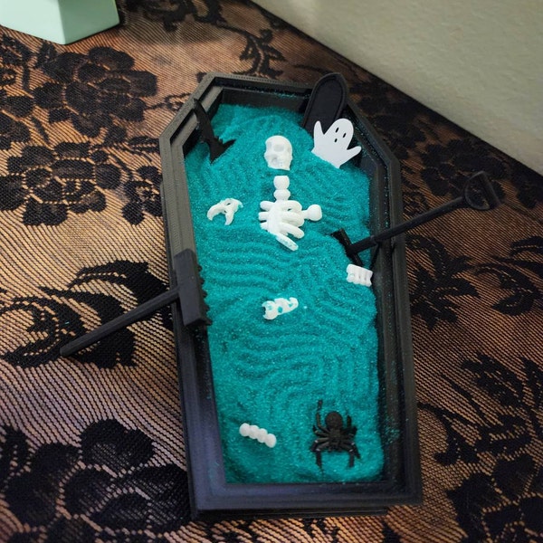 Coffin Zen Garden With Buildable Skeleton Gothic Decor Zen Garden Many ...