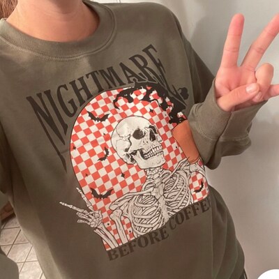 Funny Halloween Sweatshirt, Skeleton Halloween Shirt Coffee Fall Shirt ...