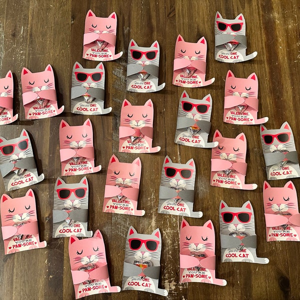 Cat Valentines Candy Huggers Printable Kitten Valentine Cards White Cat ...
