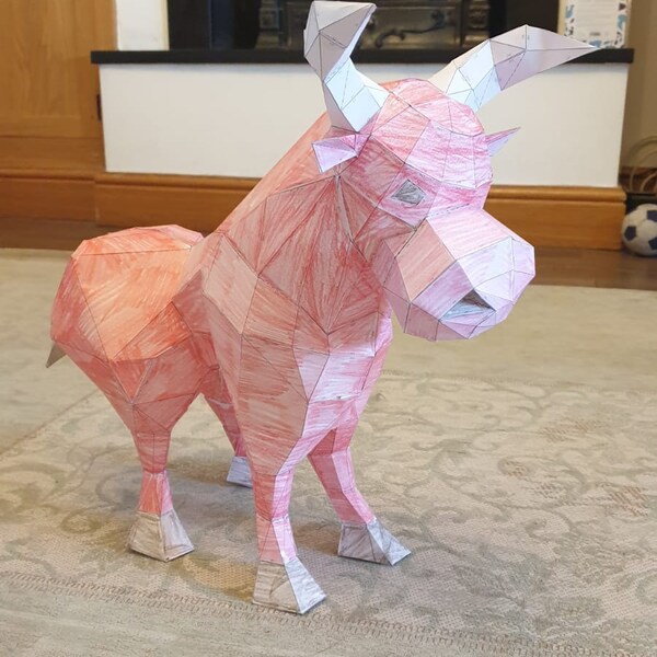 Bull Papercraft Sculpture, Printable 3D Puzzle, Papercraft Pdf Template ...
