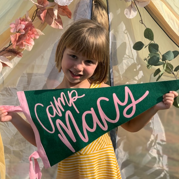 LARGE Custom FELT PENNANT | Personalized Felt Name Sign Flag | 12x24 ...