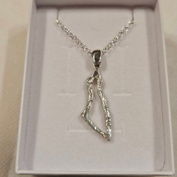 Rustic Handmade Map of Israel 925 Sterling Silver Symbolic Jewish ...