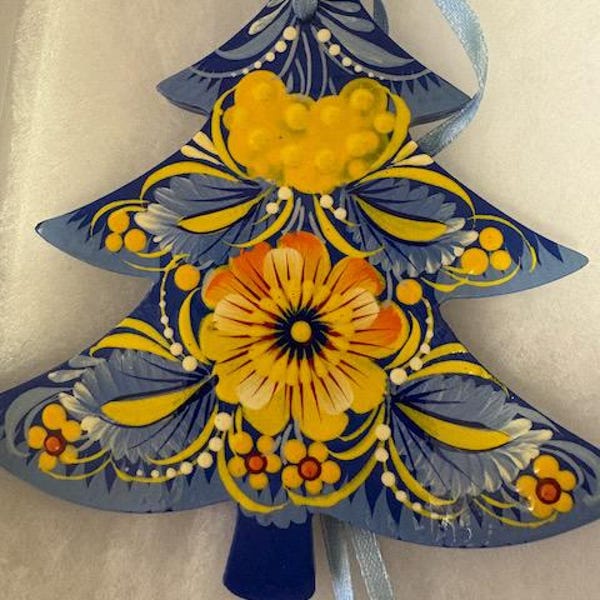 Hand Painted Ukrainian Christmas Ornament, Handmade Wooden Christmas ...
