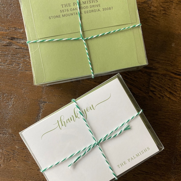 Thank You Personalized Stationery Gift Set, Stationary Flat Cards With ...