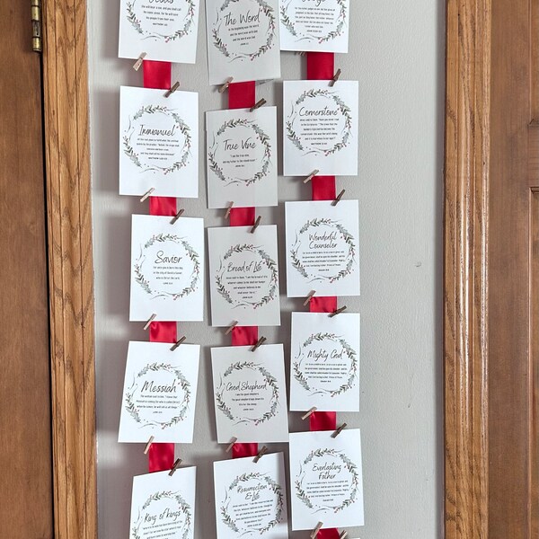 25 Advent Calendar Cards With Names of Jesus & Bible Verses Printable ...