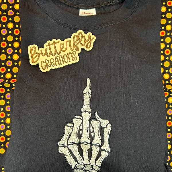 Skeleton Middle Finger Embroidery Design, Skeleton Hand Embroidery ...