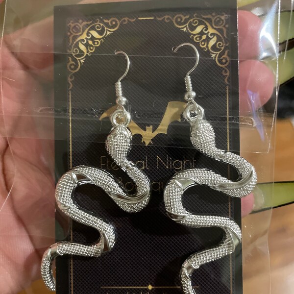 Silver Snake Earrings, Shiny Snakes, Lilith Earrings, Animal Earrings ...