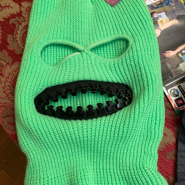 Ski Mask With Gold Teeth Zipper Mouth Zefstyle Grill Teeth Face Mask ...