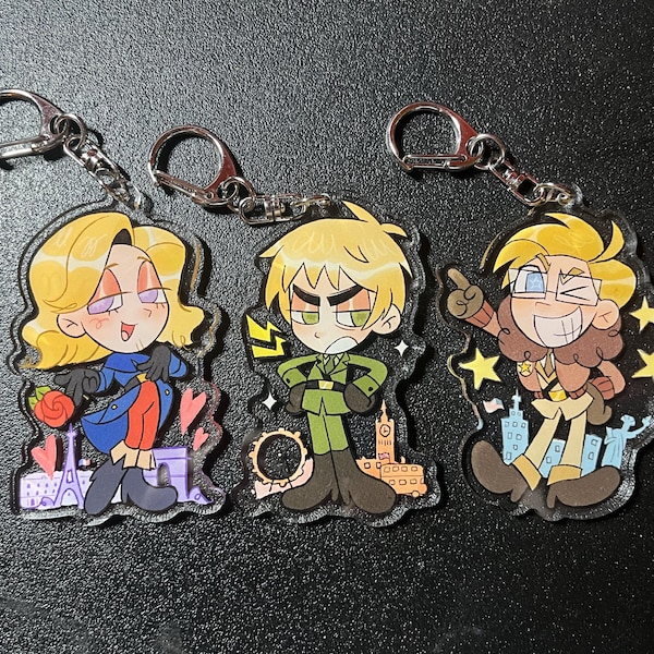 Hetalia 3" Keychains, America, England, France - Acrylic Charm - Etsy