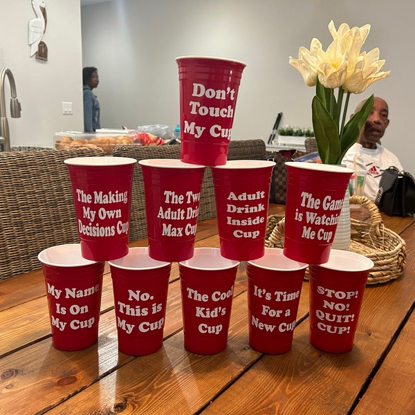 Personalized Red Party Cup, Plastic Double Walled Cup, Party Favors ...