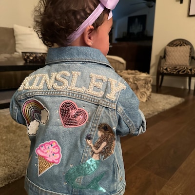 Personalized Girls Denim Jacket Crystal Jacket Name Jacket - Etsy