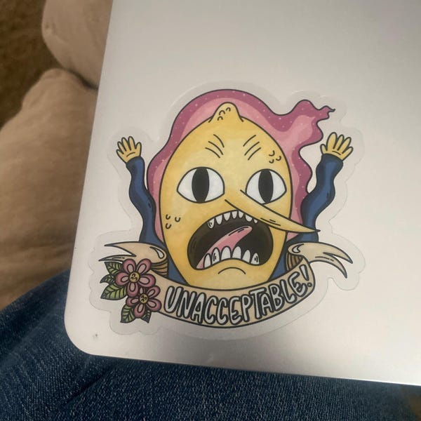 Lemongrab Unacceptable Tattoo Style 3.5"x3.5" Inch Clear Waterproof ...