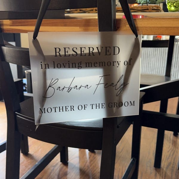 Reserved in Loving Memory Wedding Sign, Reserved Seat Sign, This Seat ...