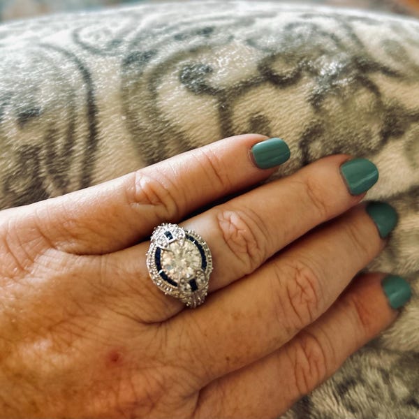 1880-90s Antique Art Deco Engagement Ring / 3 Cts Diamond Vintage ...