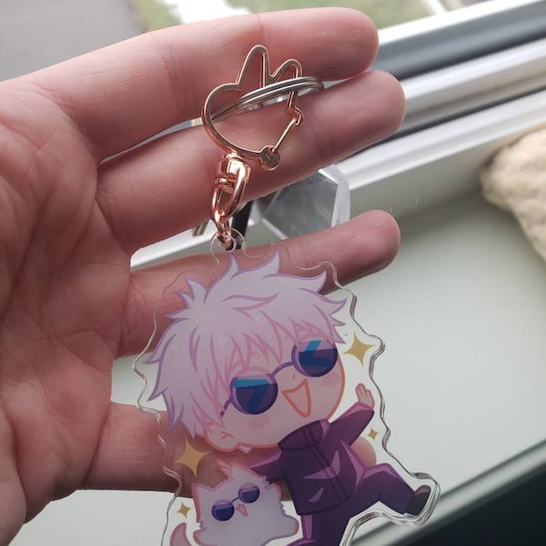 Gojo Satoru Cat 2.5" Acrylic Keychain | JJK | Jujutsu Kaisen | Anime ...