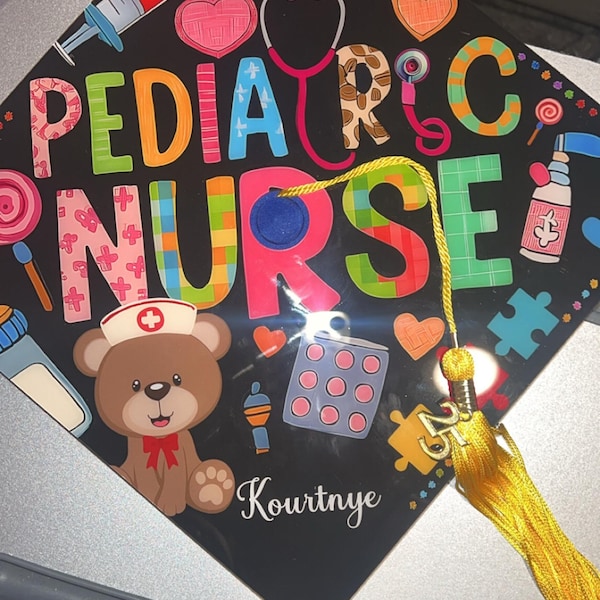 Personalized Pediatric Nurse Graduation Cap Topper, Class of 2025 ...
