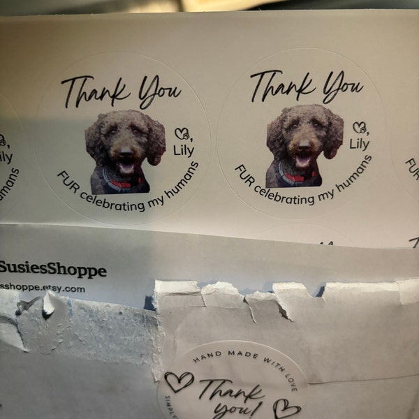 Wedding Stickers, Dog Wedding, Pet Photo Gift, Thank You Sticker ...
