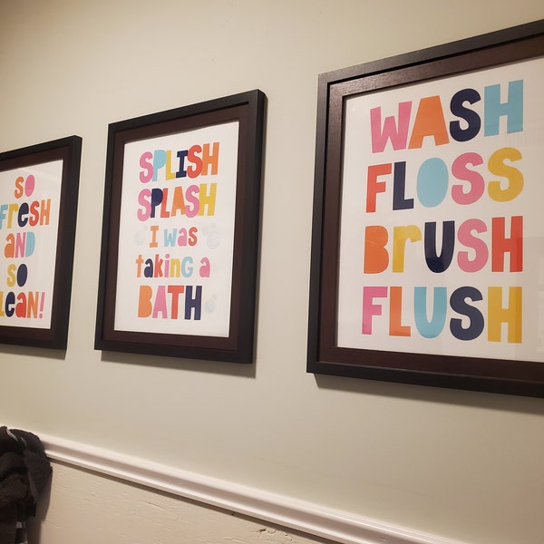 Colorful Kids Bathroom Printable Signs, Set of 9, Rainbow Colors ...