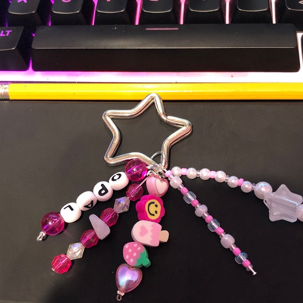 Personalized Keychain // Beaded Keychain // Colorful // Cute // Gift ...