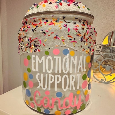 Personalized Funny Glass Candy Jar for Emotional Support, Custom Office ...