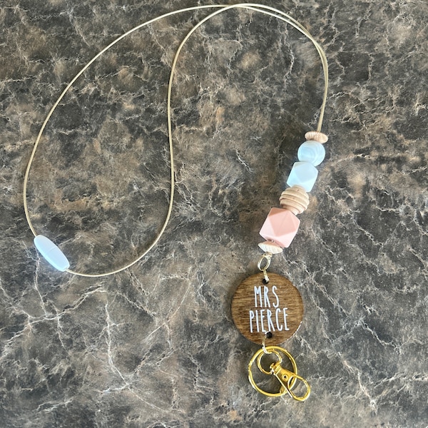 Personalized Beaded Teacher Lanyard – Boho Badge Holder With Breakaway ...