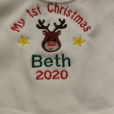 1st Christmas Embroidery Template Design, Christmas Reindeer, Xmas ...