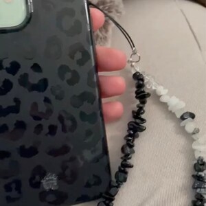 Obsidian Healing Crystals Phone Strap Gemstone Charm Beaded Phone Chain ...