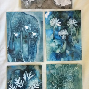 Botanical Art Cards, Multi Pack of Five Cards From Original Wet ...