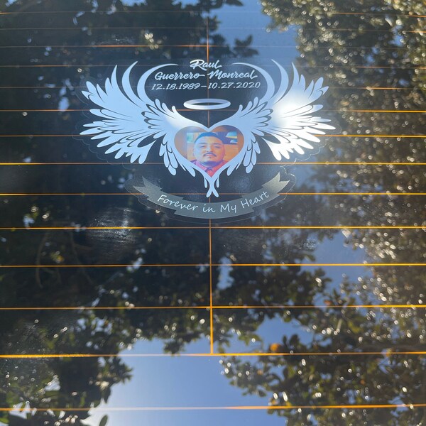 Heart Wing Custom Photo RIP Decal, in Loving Memory of Dad Mum ...
