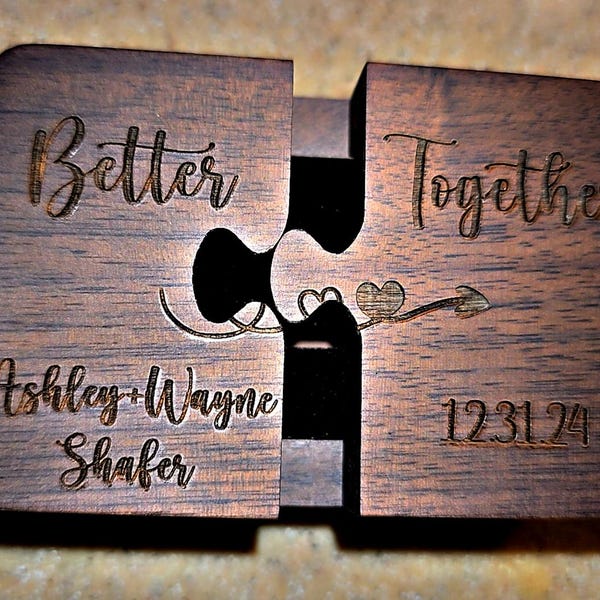 Wooden Ring Puzzle Box, Personalized Better Together Ring Box, Engraved ...