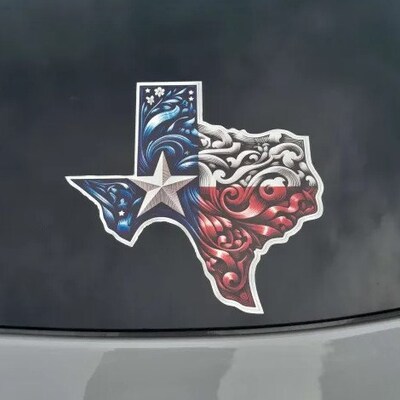 State of Texas and Flag Waterproof, UV Resistant, Vinyl Sticker Decal ...