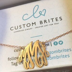 Monogram Necklace Dainty Monogram Necklace Custom Block Monogram ...