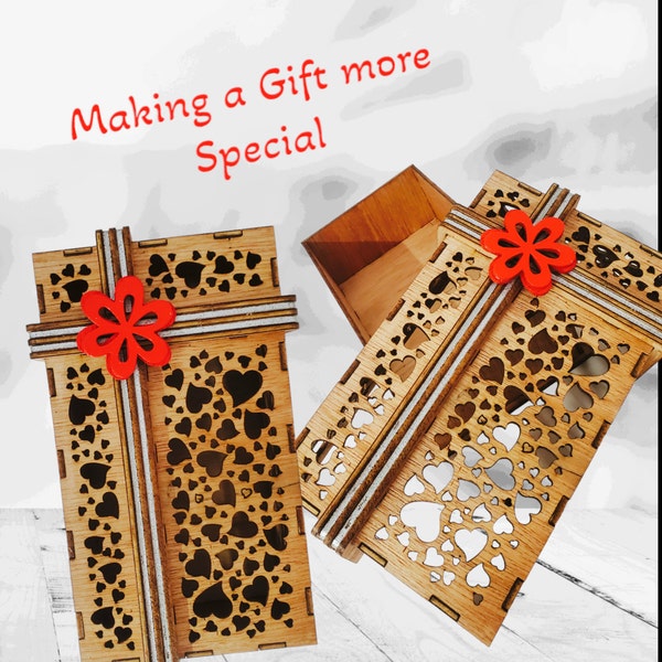 Laser Cut Gift Box With Ribbon Decorative Heart Pattern Opener Jeweler ...