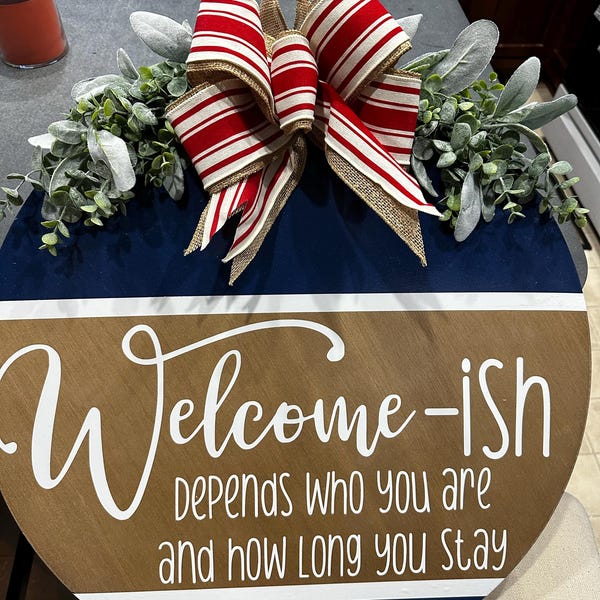 Front Door Decor Funny Door Sign Welcome Just Kidding Please Go Home ...