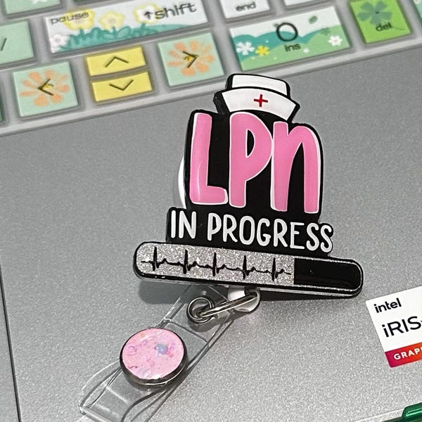 LPN in Progress Badge Reel: Retractable Swivel Alligator Clip, 2”, LPN ...