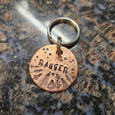 Tree Dog Tag, Pet ID Tag, Dog Tag, Personalized Dog Tag, Hand Stamped ...