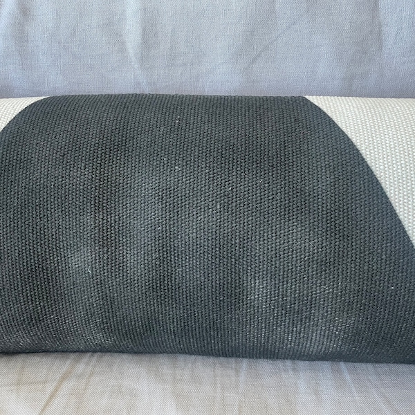 Black White Pillow, Hand Made, Hemp Pillow Cover, Painted Hemp Cushion ...