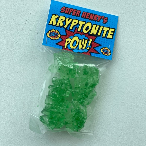 Superhero Kryptonite Candy Labels • Bags and Labels • Printed - Etsy