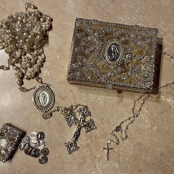 Set De Rosario, Arras Y Lazo/set of Rosary, Arras and Beautiful Wedding ...