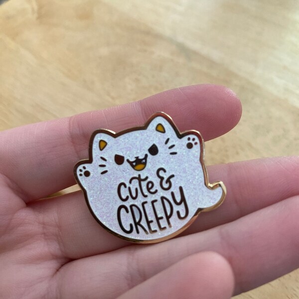 Ghost Kitty Hard Enamel Pin | Cute Creepy Lapel Pin | Halloween Spooky ...