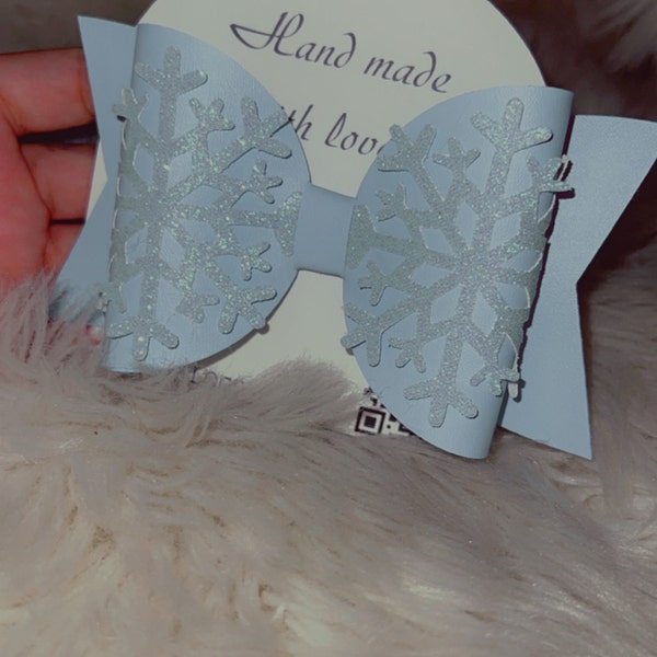 Christmas Snowflake Bow Template, Lace Bow SVG, Frozen Hair Bow PDF ...