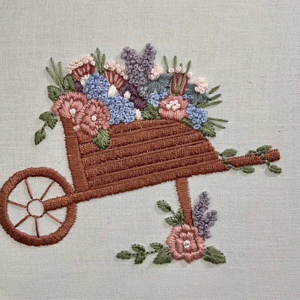 PDF Pattern, Antique Wheelbarrow, Embroidery Pattern, Mother's Day Gift ...