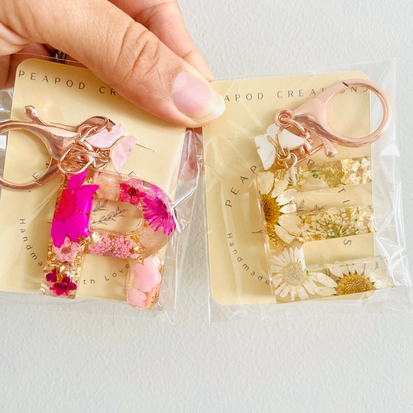 Resin Floral Keyring With Butterfly Charm / Floral Keychain/ Custom ...