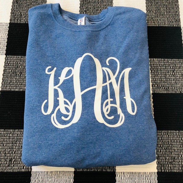 Monogrammed Sweatshirt ~ Monogram Sweater ~ Crewneck ~ Gift for Her ...