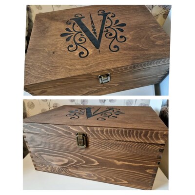 Personalised Monogram Box Engraved Initial Wooden Box Pine Wood ...